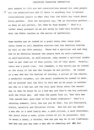 Christian Character Perfection | Good News Unlimited