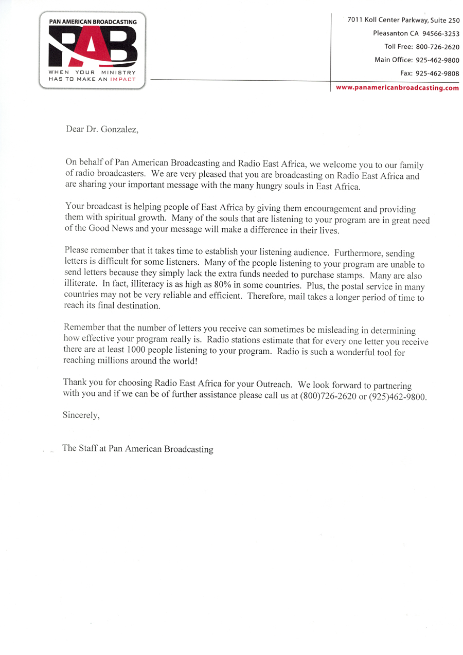 A Letter From Radio East Africa | Good News Unlimited